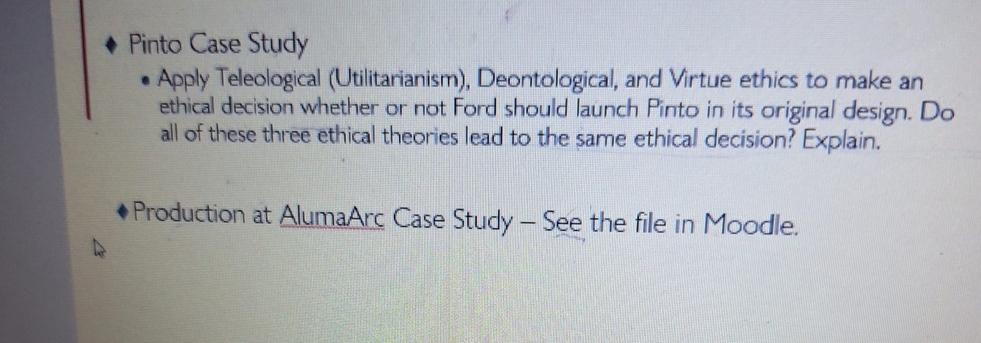 Solved Pinto Case StudyApply Teleological (Utilitarianism), | Chegg.com