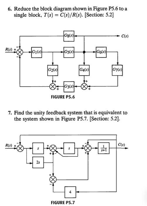 Solved 6. Reduce the block diagram shown in Figure P5.6 to a | Chegg.com