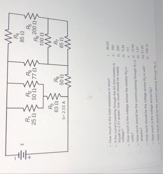 Solved How much is the total resistance in ohm? 1. 46.63 If | Chegg.com