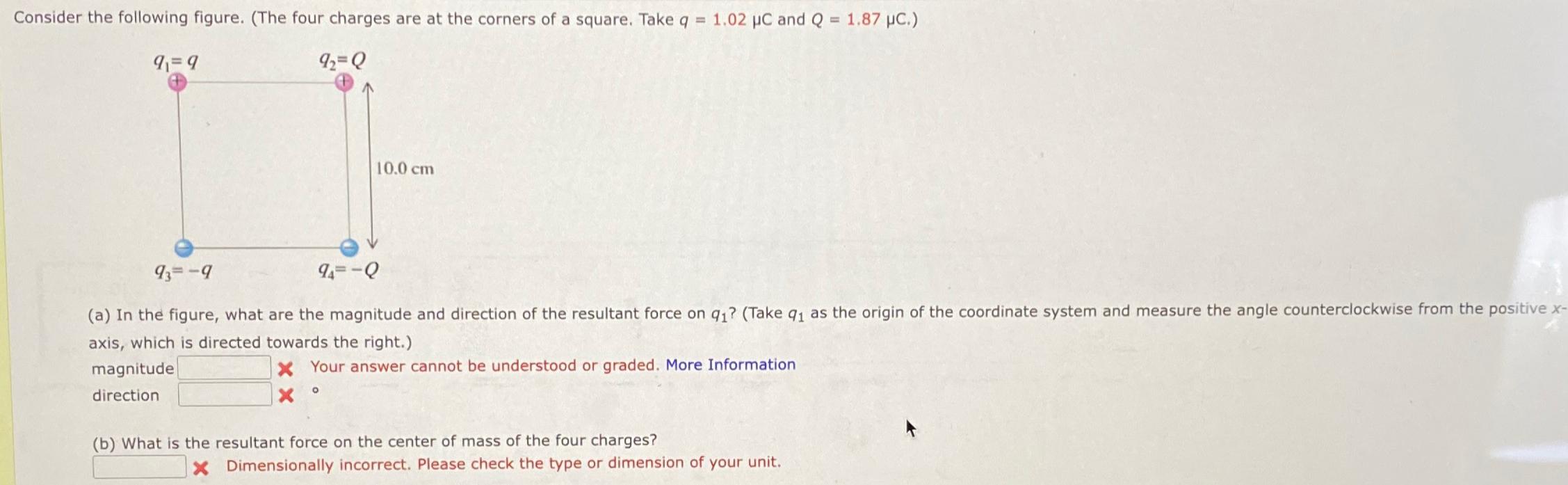Solved Consider the following figure. (The four charges are | Chegg.com