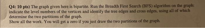 Solved Q4: 10pts) The graph given here is bipartite. Run the | Chegg.com