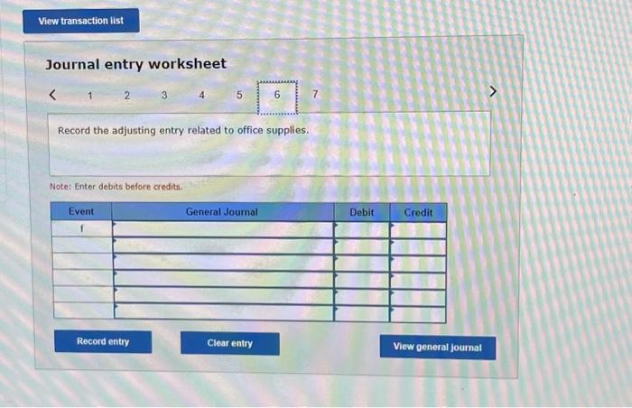 Solved Journal entry worksheet 23456 Record the adjusting | Chegg.com