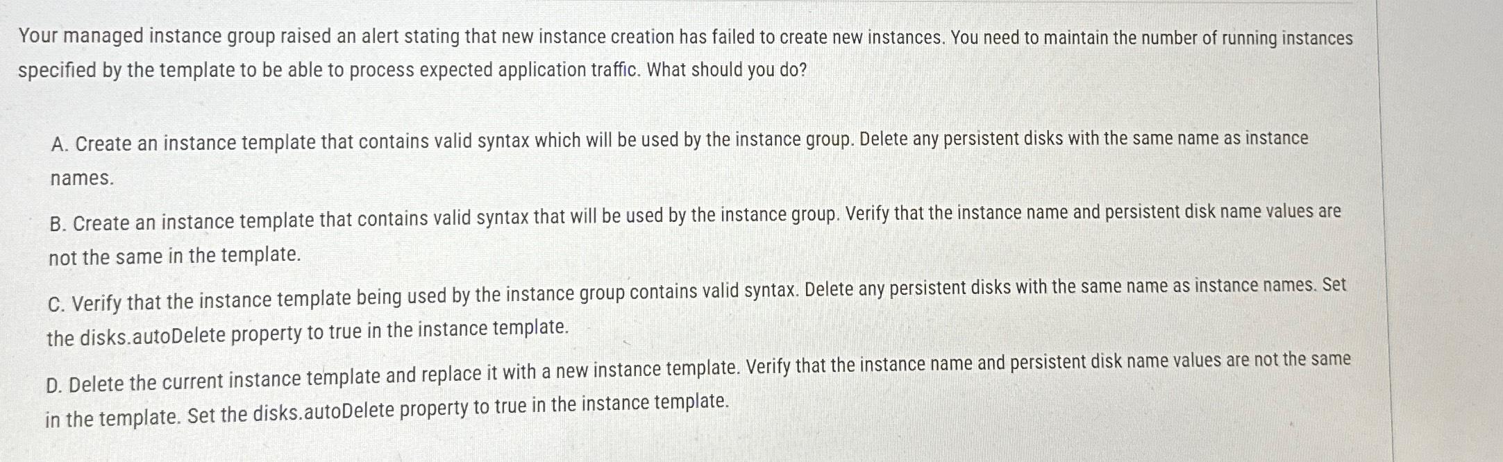 Solved Your managed instance group raised an alert stating | Chegg.com