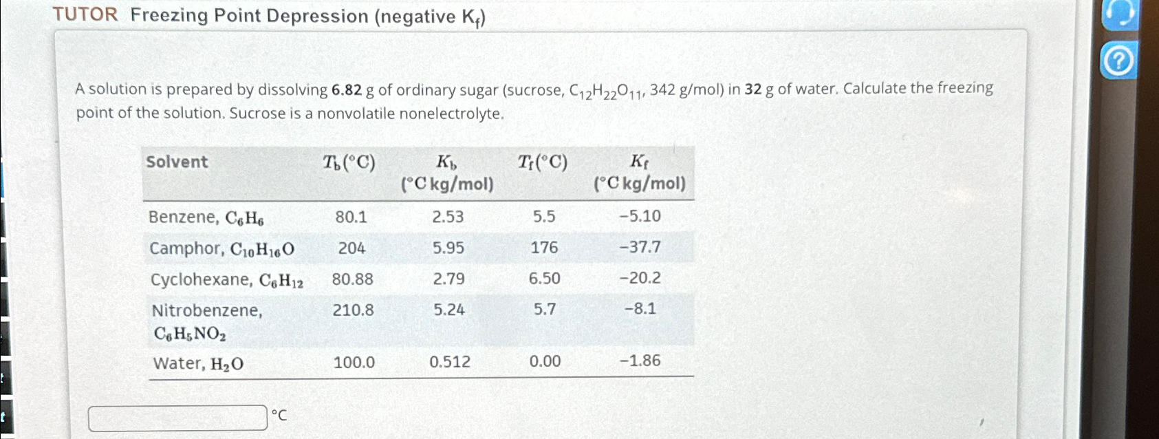 Solved TUTOR Freezing Point Depression (negative Kf )A | Chegg.com
