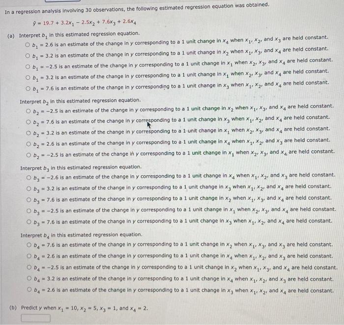Solved a regression analysis involving | Chegg.com