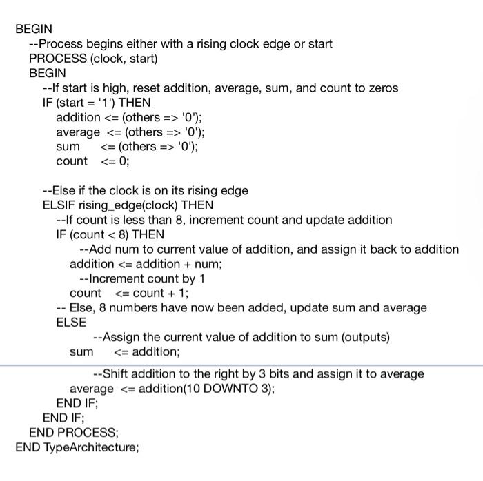 BEGIN --Process begins either with a rising clock | Chegg.com