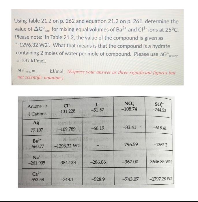 Solved Using Table 21.2 on p. 262 and equation 21.2 on p. | Chegg.com