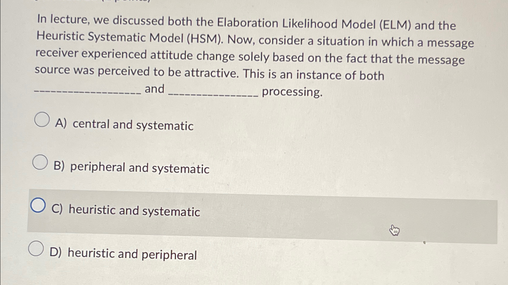 Solved In lecture, we discussed both the Elaboration | Chegg.com