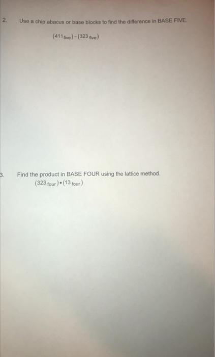 Solved 2. Use a chip abacus or base blocks to find the | Chegg.com