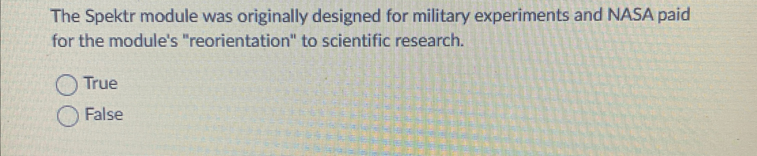 Solved The Spektr module was originally designed for | Chegg.com