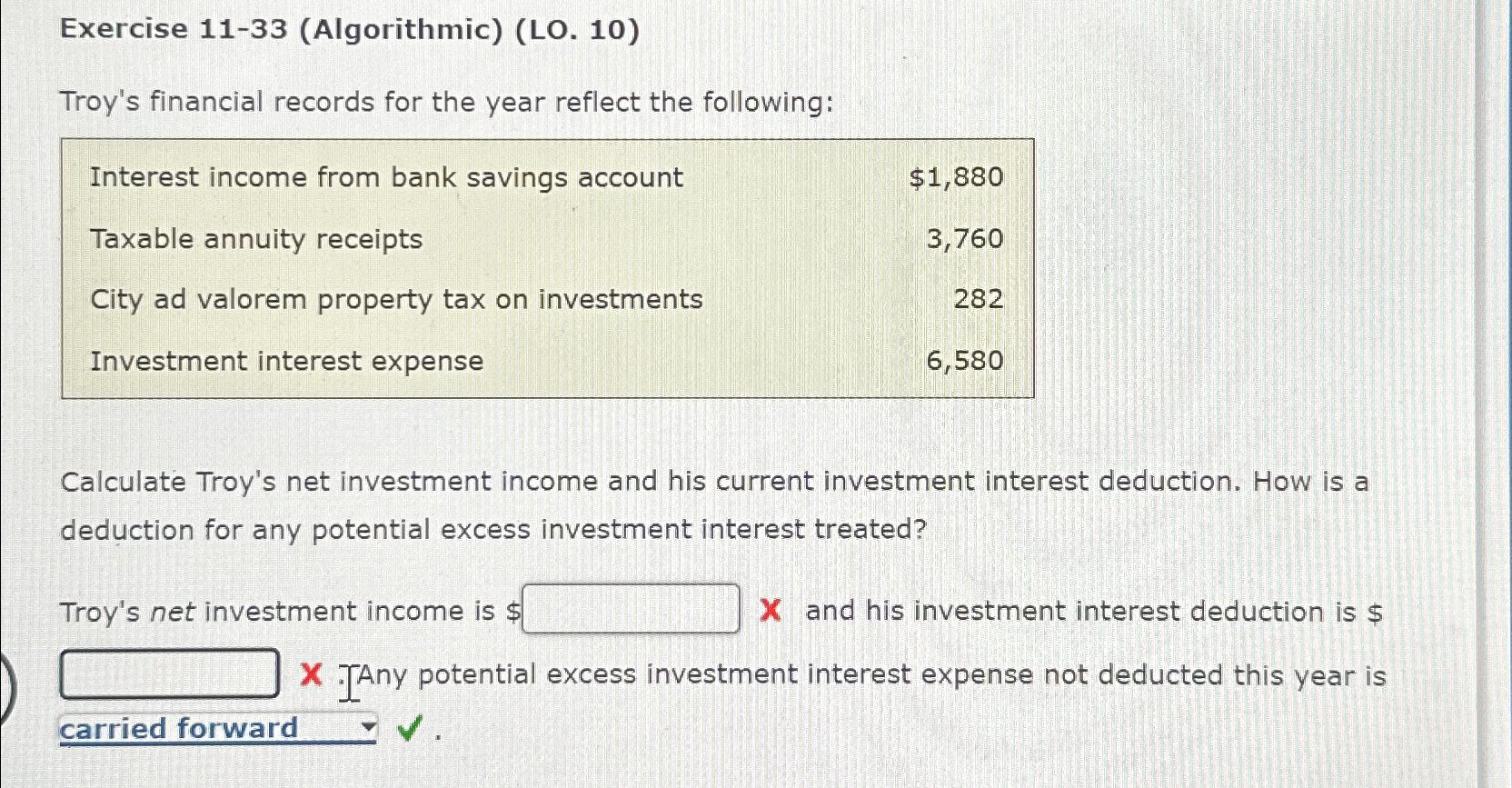 Solved Exercise 11-33 (Algorithmic) (LO. 10)Troy's financial | Chegg.com