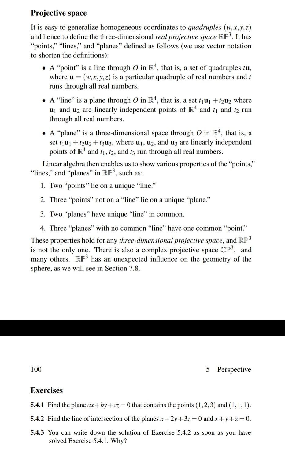 Solved = Projective space It is easy to generalize | Chegg.com