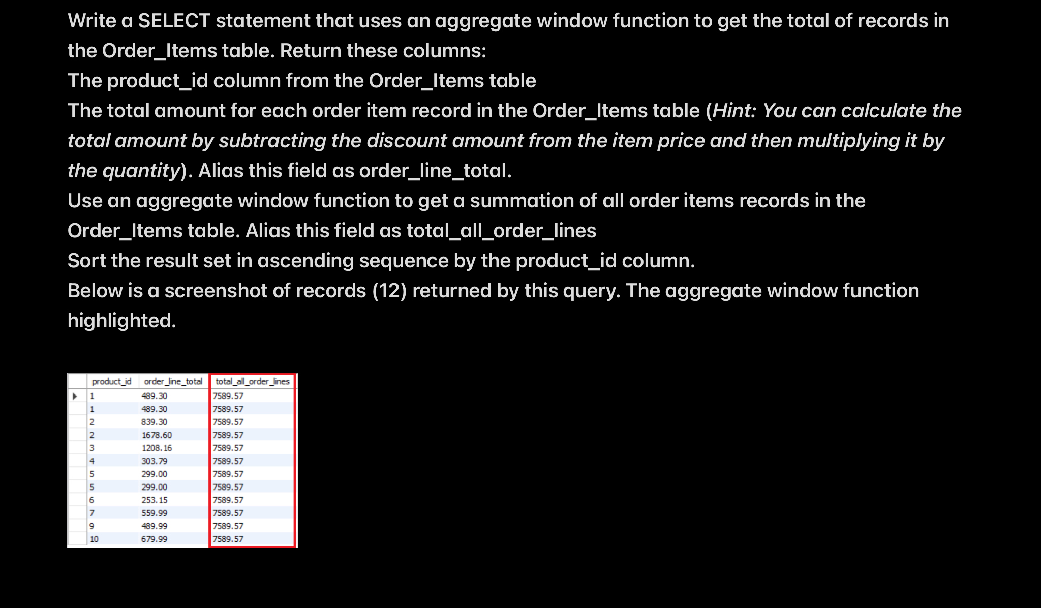 Solved Write a SELECT statement that uses an aggregate | Chegg.com