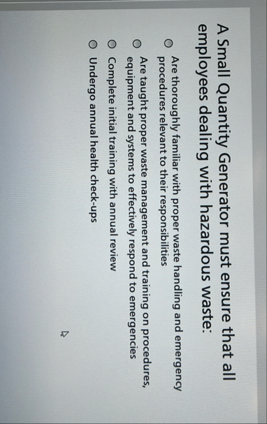 Solved A Small Quantity Generator must ensure that all | Chegg.com