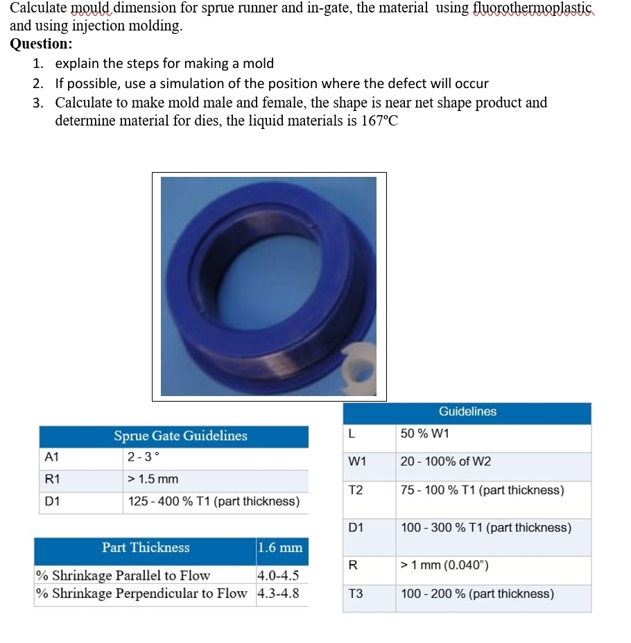 Solved Calculate mould dimension for sprue runner and | Chegg.com
