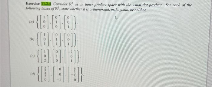 Solved Exercise 11.2 .4 Consider R3 as an inner product | Chegg.com