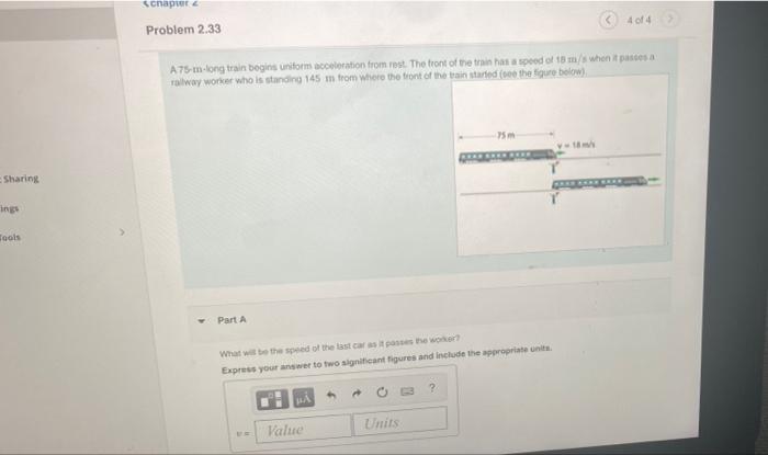 Solved Sharing ings Tools Schapter 2 Problem 2.33 A75-m-long | Chegg.com