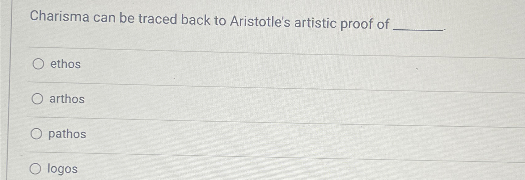 Solved Charisma can be traced back to Aristotle's artistic | Chegg.com