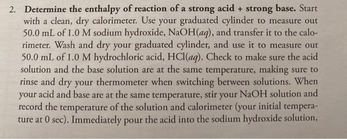 Solved Calorimetry: Enthalpy of Neutralization Reactions 111 | Chegg.com