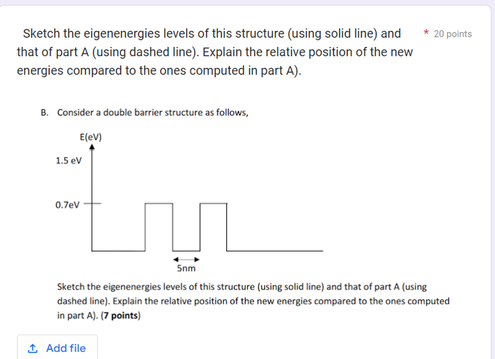 Solved Sketch the eigenenergies levels of this structure | Chegg.com