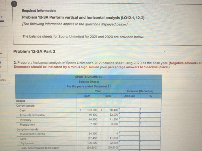 Solved Required information 2 Problem 12-3A Perform vertical | Chegg.com