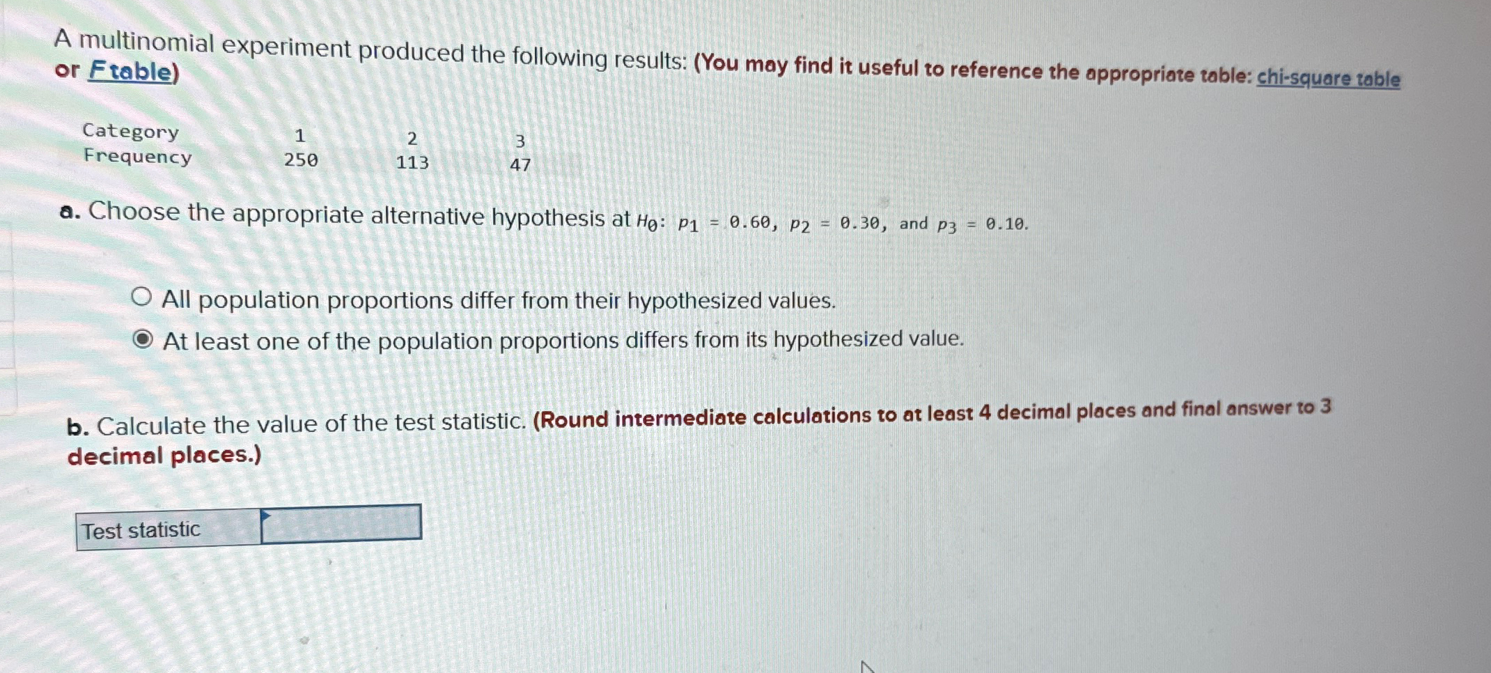 Solved A multinomial experiment produced the following | Chegg.com