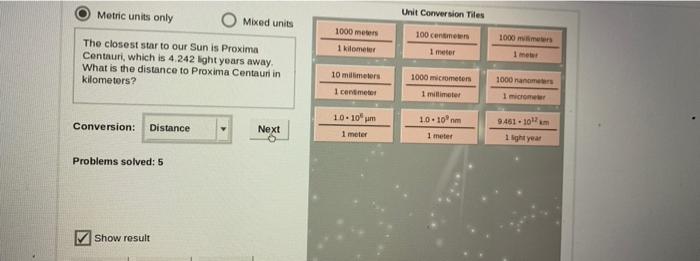 Solved Unit Conversion Tiles Metric units only Mixed units | Chegg.com