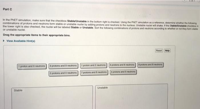 Solved Part A 2017 In the PhET simulation window, verify | Chegg.com