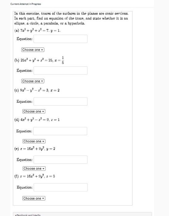 Solved In this exercise, traces of the surfaces in the | Chegg.com