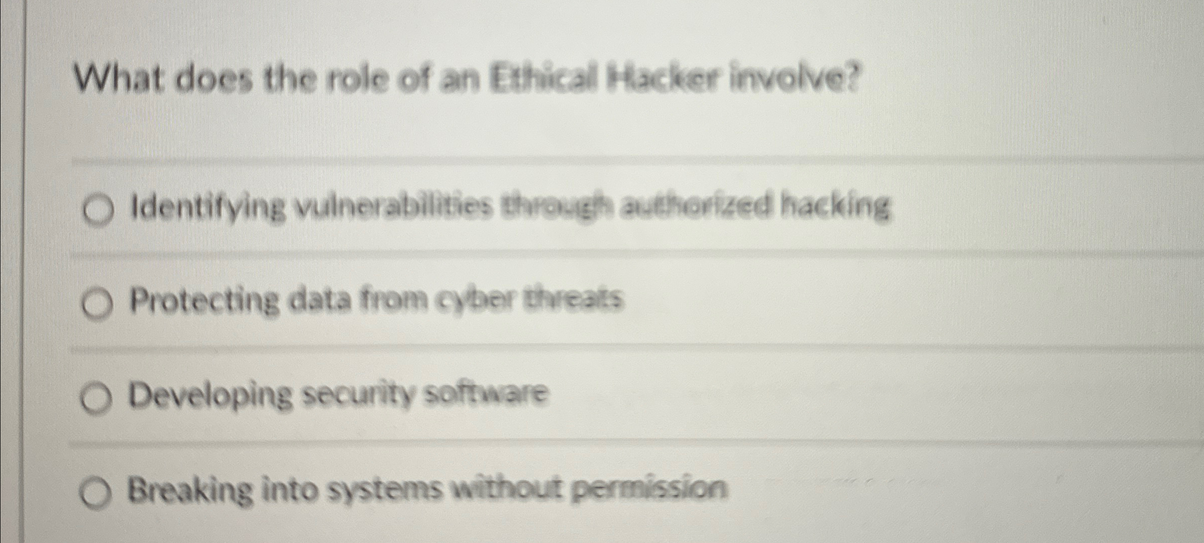 Solved What does the role of an Ethical Hacker | Chegg.com
