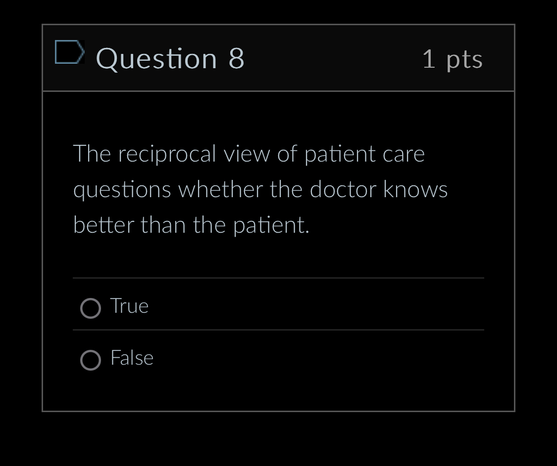 Solved Question 81 ﻿ptsThe reciprocal view of patient care | Chegg.com