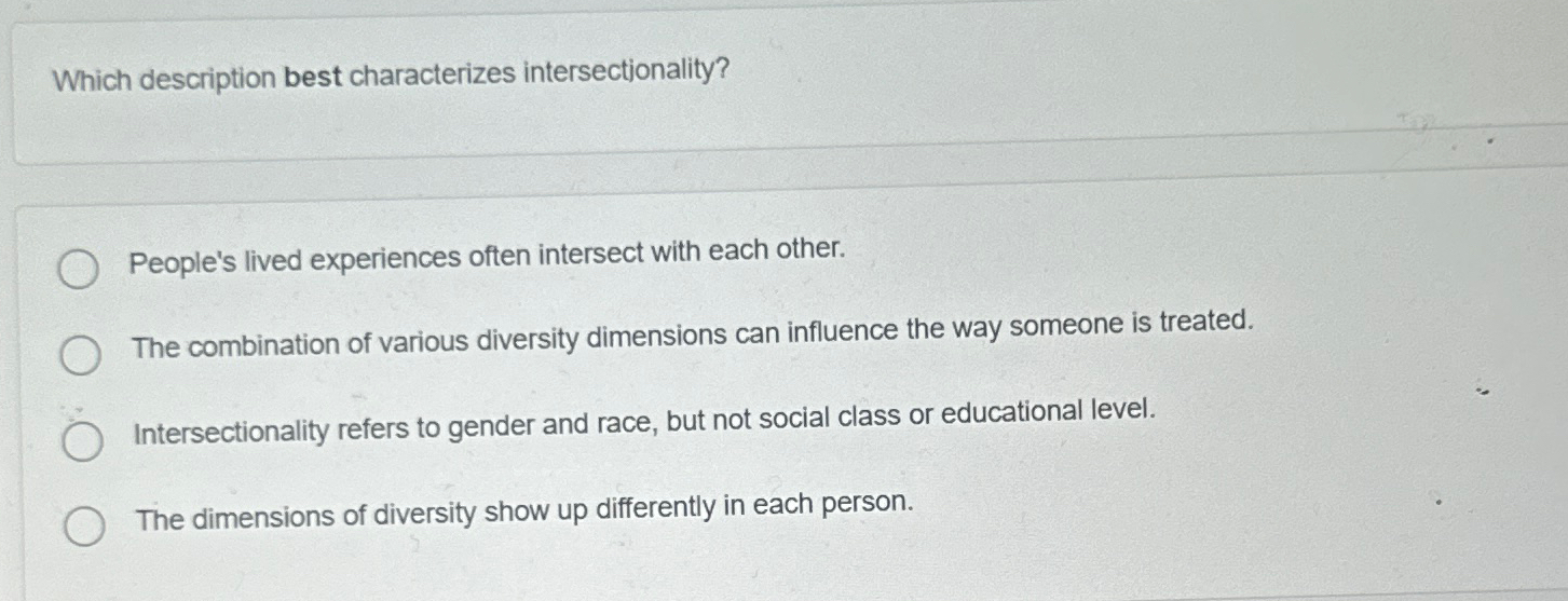Solved Which description best characterizes | Chegg.com
