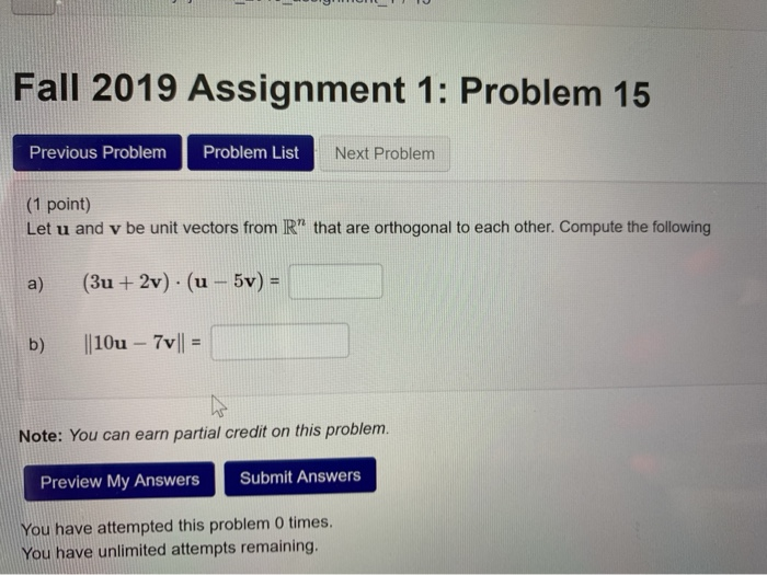 Solved Fall 2019 Assignment 1 Problem 15 Previous Problem 0191