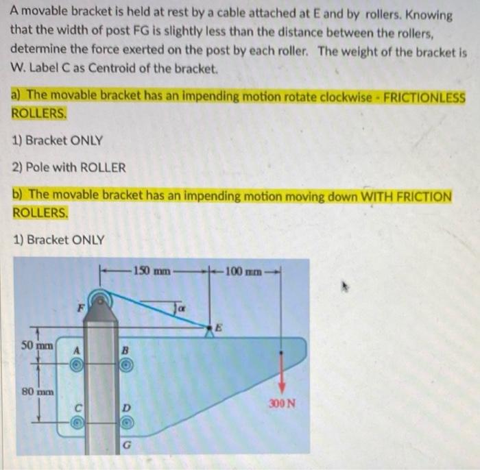 Solved A movable bracket is held at rest by a cable attached | Chegg.com