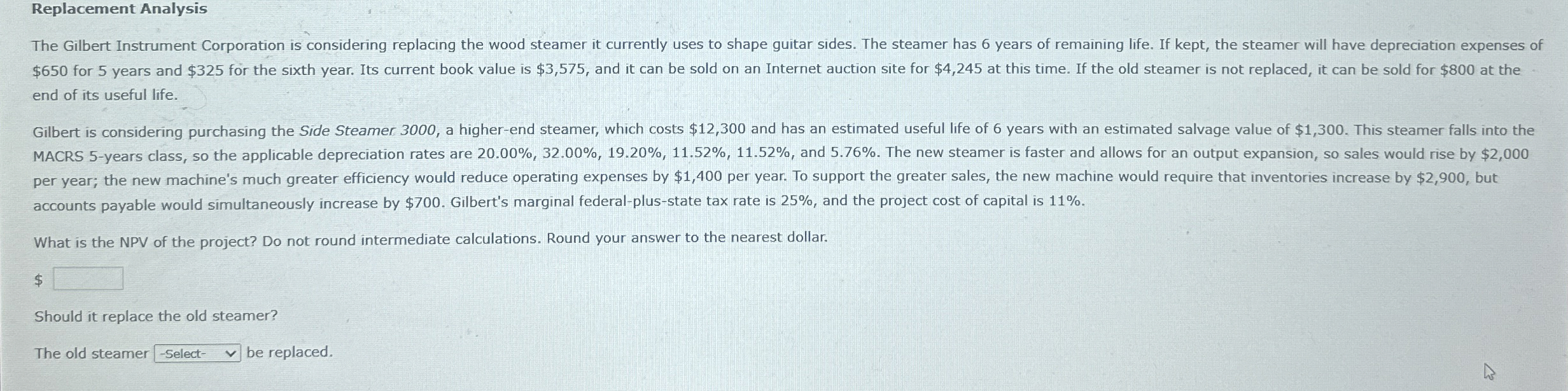 Solved Replacement Analysis end of its useful life. accounts | Chegg.com