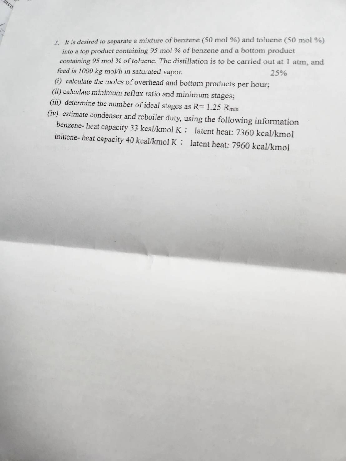 Solved It is desired to separate a mixture of benzene | Chegg.com