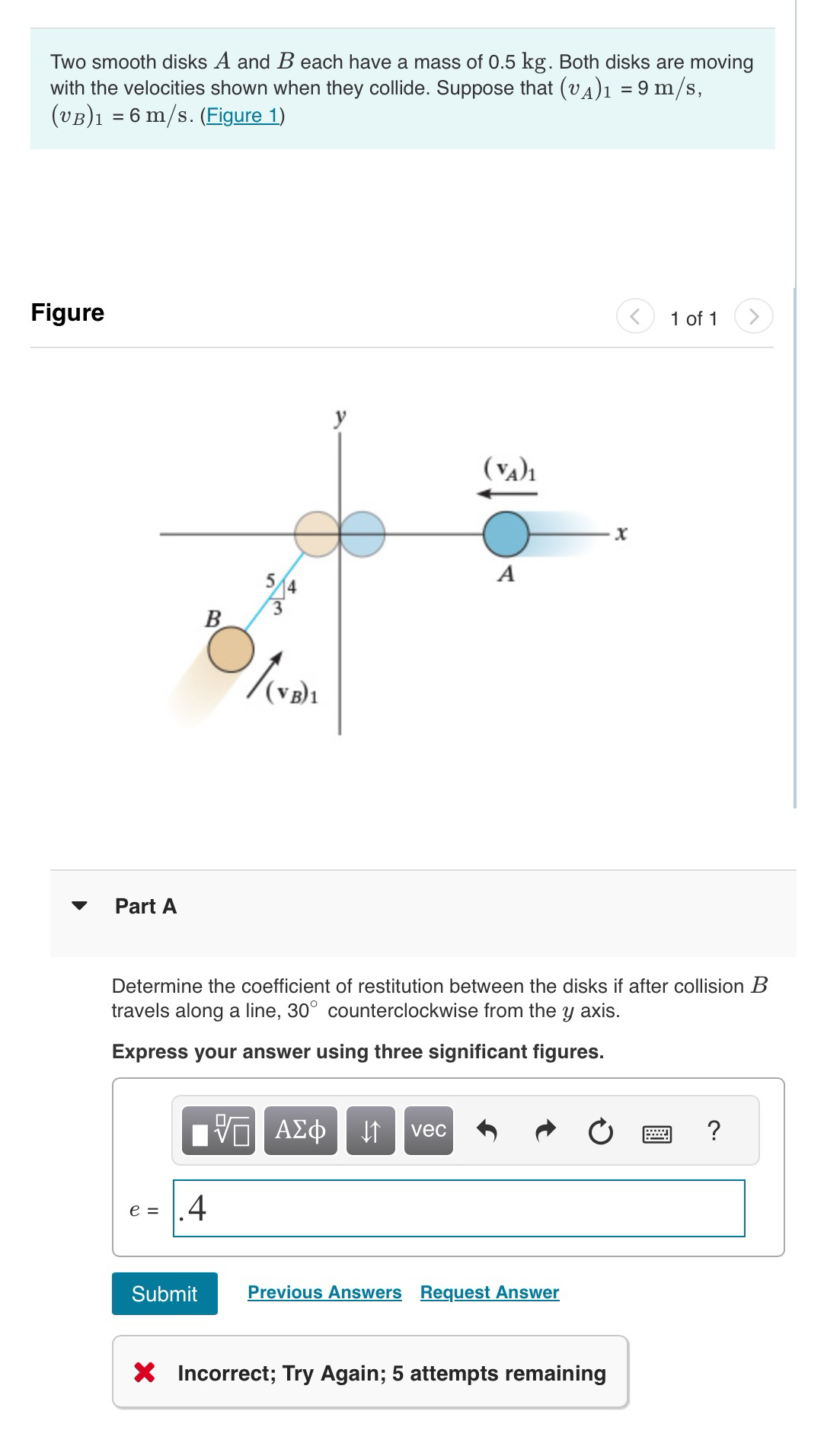 Solved Two smooth disks A and B ﻿each have a mass of 0.5kg. | Chegg.com