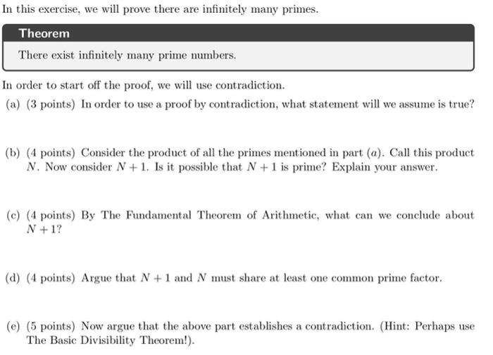 Solved In this exercise, we will prove there are infinitely | Chegg.com