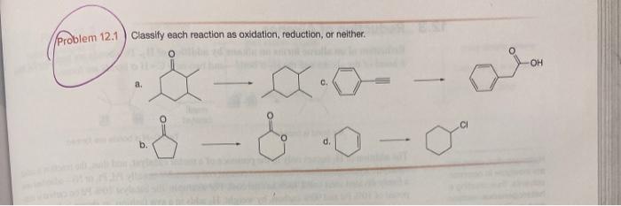 Solved Problem 12.1) Classify each reaction as oxidation, | Chegg.com