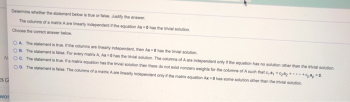 Solved Determine whether the statement below is true or | Chegg.com