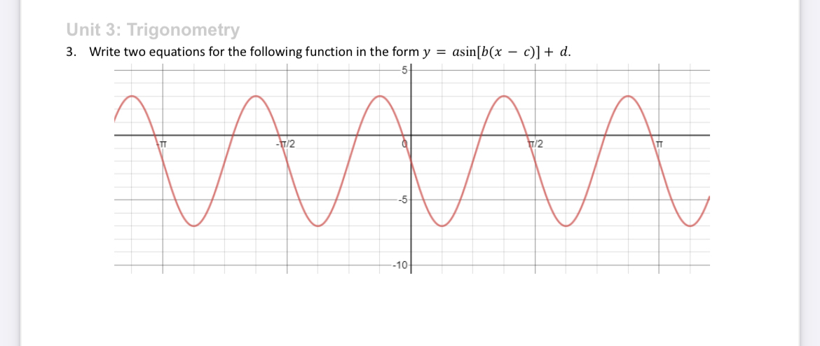 Solved Unit 3: Trigonometry3. ﻿Write two equations for the | Chegg.com