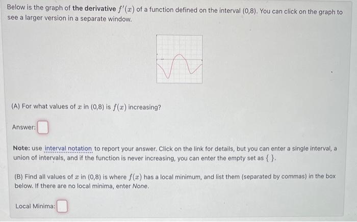 Solved Below is the graph of the derivative f′(x) of a | Chegg.com