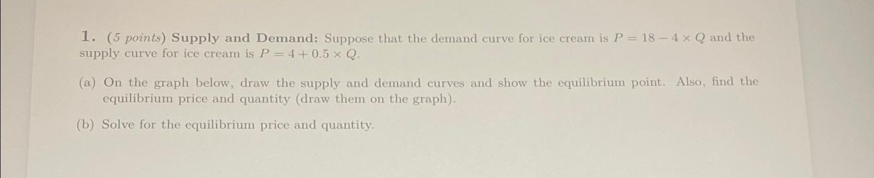 Solved ( 5 ﻿points) ﻿Supply and Demand: Suppose that the | Chegg.com