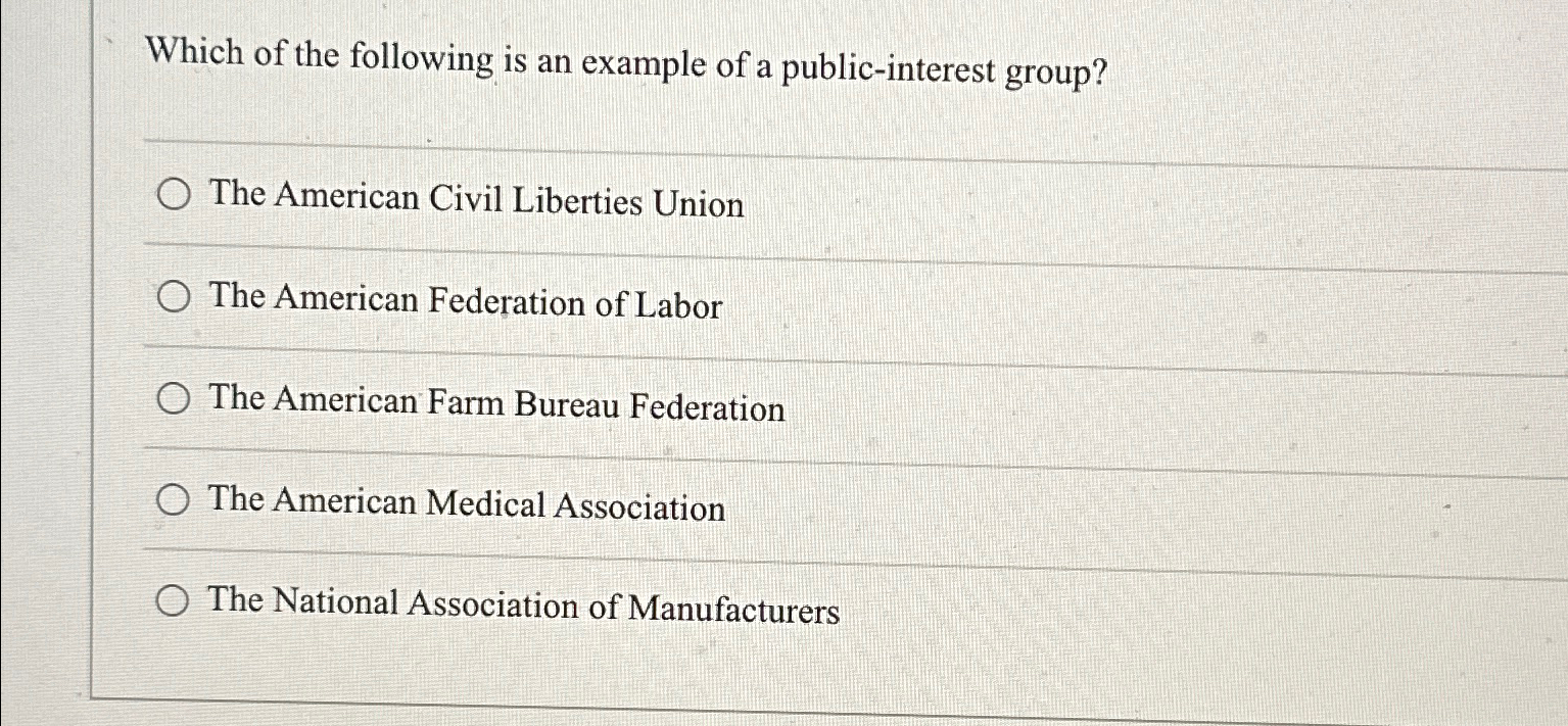 Solved Which of the following is an example of a | Chegg.com