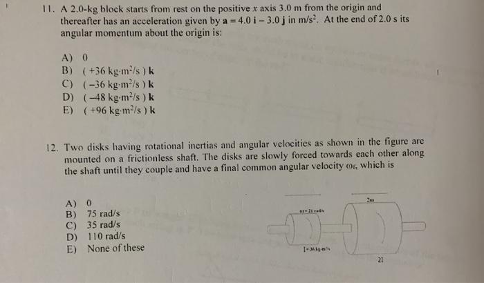 Solved 11. A 2.0-kg block starts from rest on the positive x | Chegg.com
