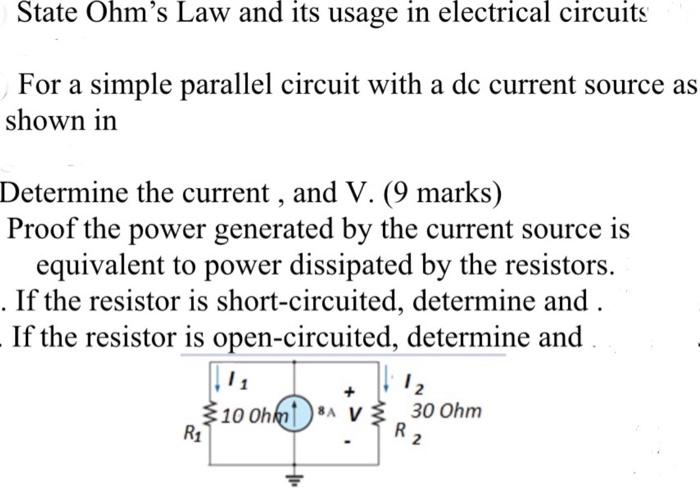 Solved For a simple parallel circuit with a dc current | Chegg.com