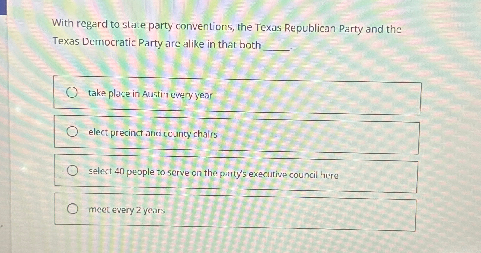 Solved With regard to state party conventions, the Texas | Chegg.com