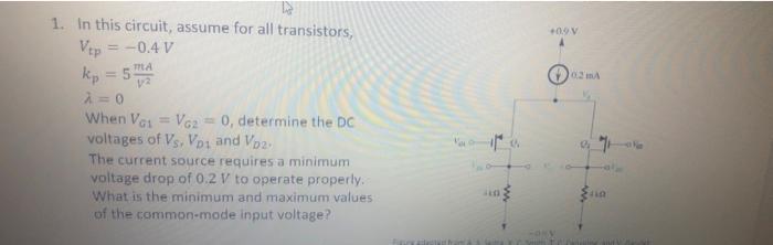 Solved 1. In this circuit, assume for all transistors, | Chegg.com