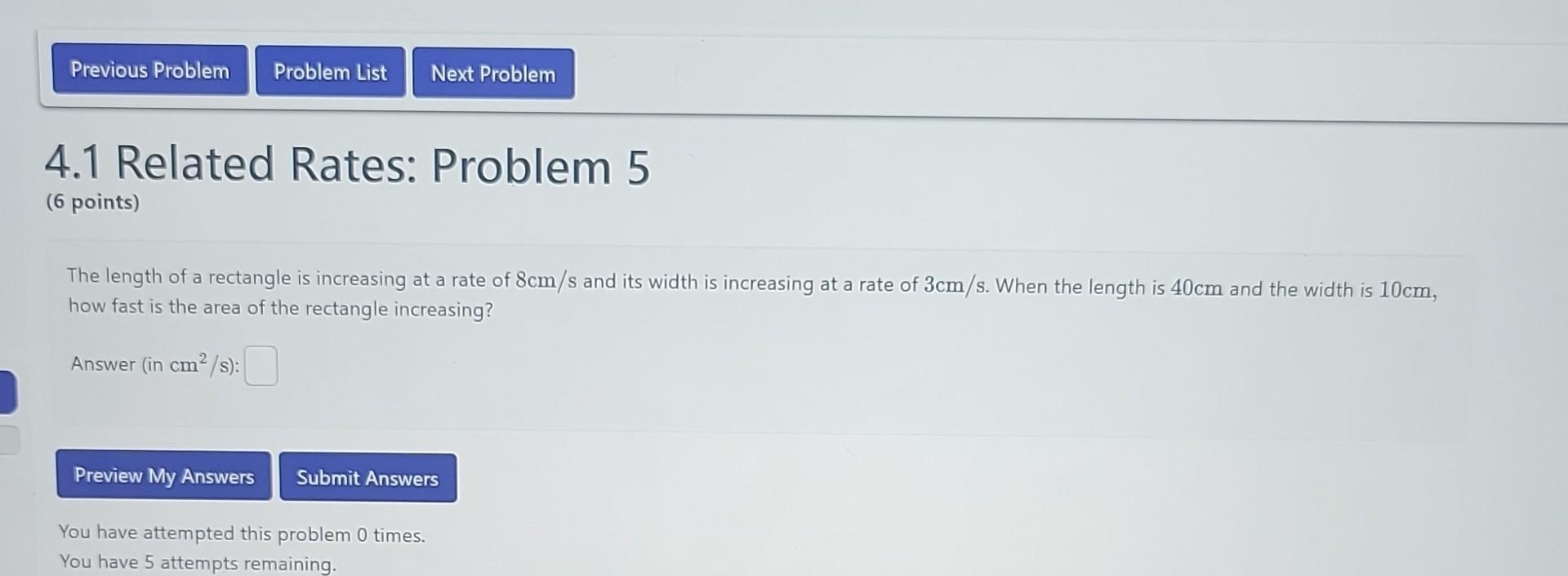 Solved 4.1 Related Rates: Problem 5 (6 points) The length of | Chegg.com