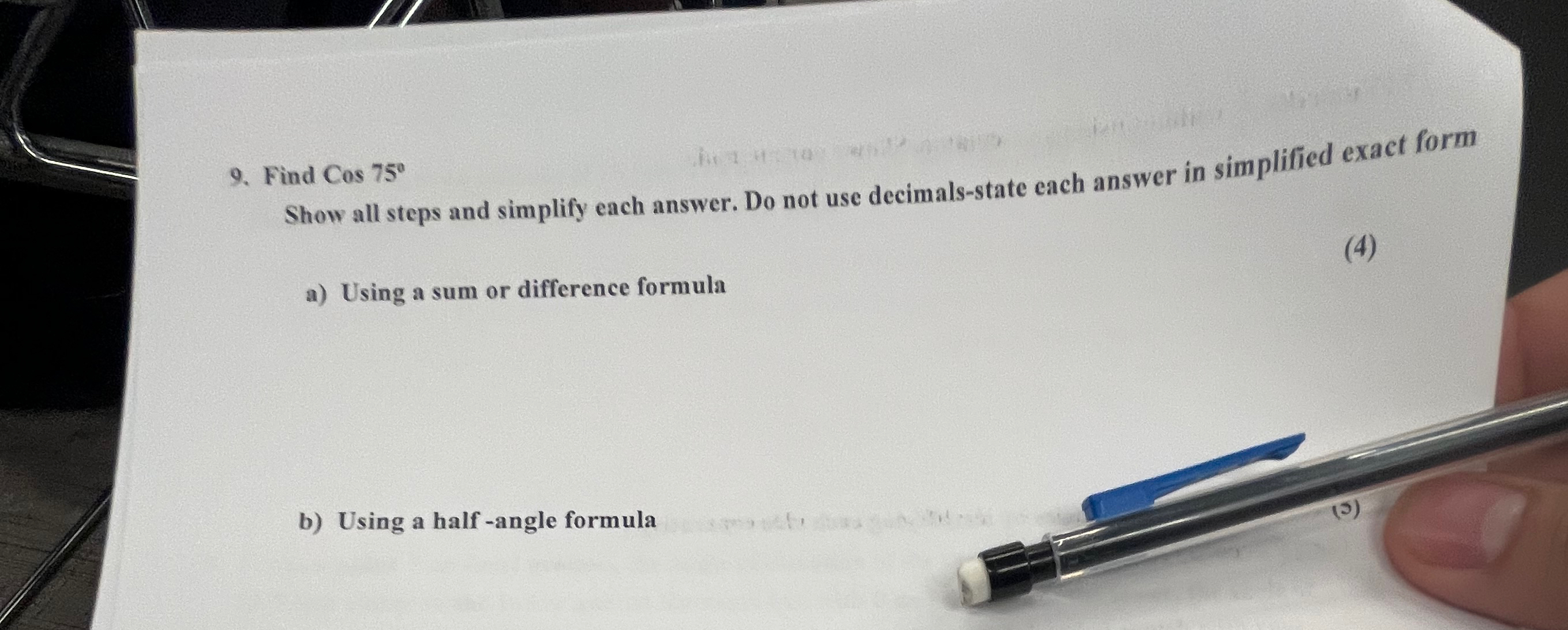 Solved Find Cos75°Show all steps and simplify each answer. | Chegg.com